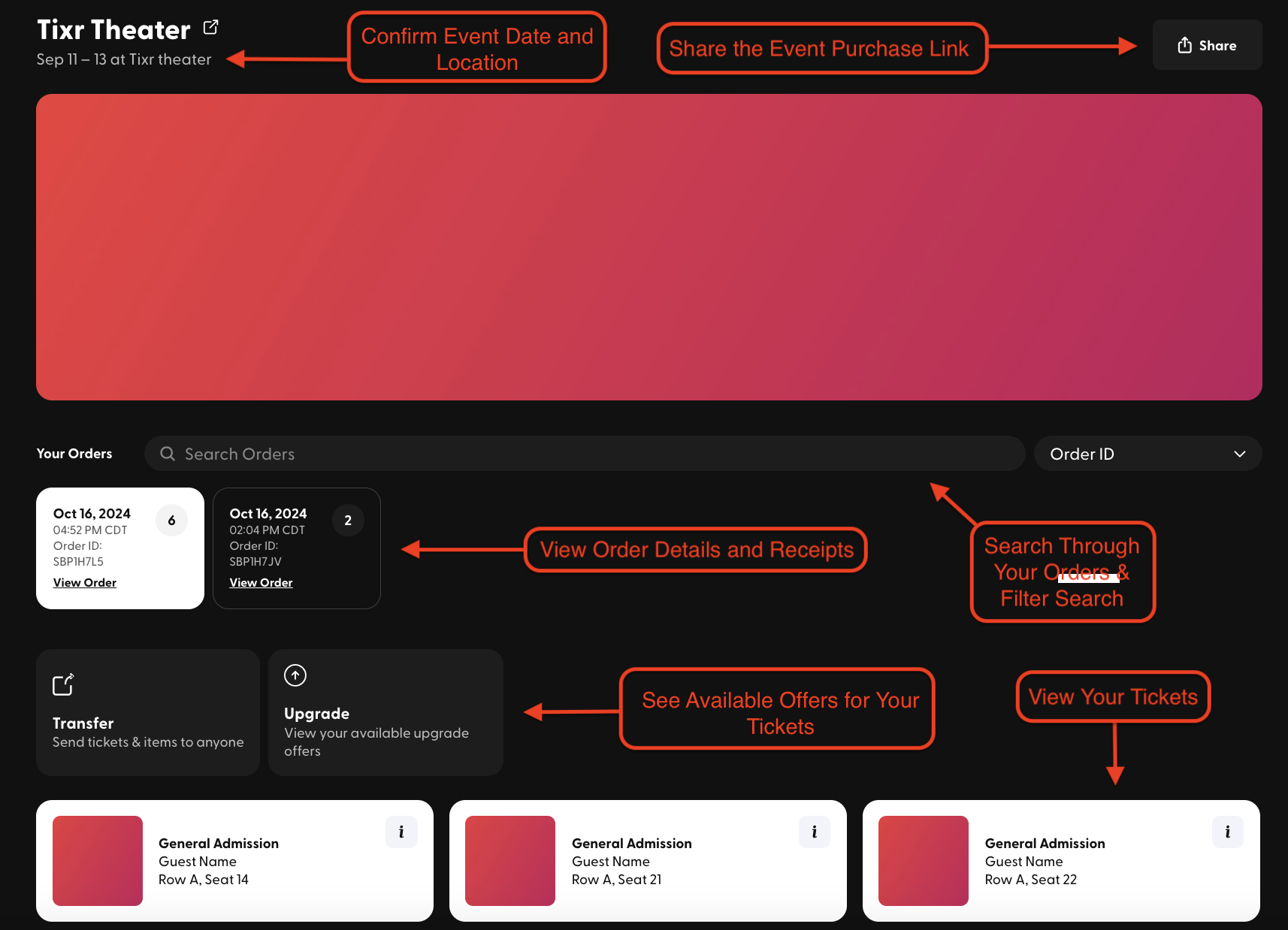 Viewing, Accessing, and Updating Your Tickets
